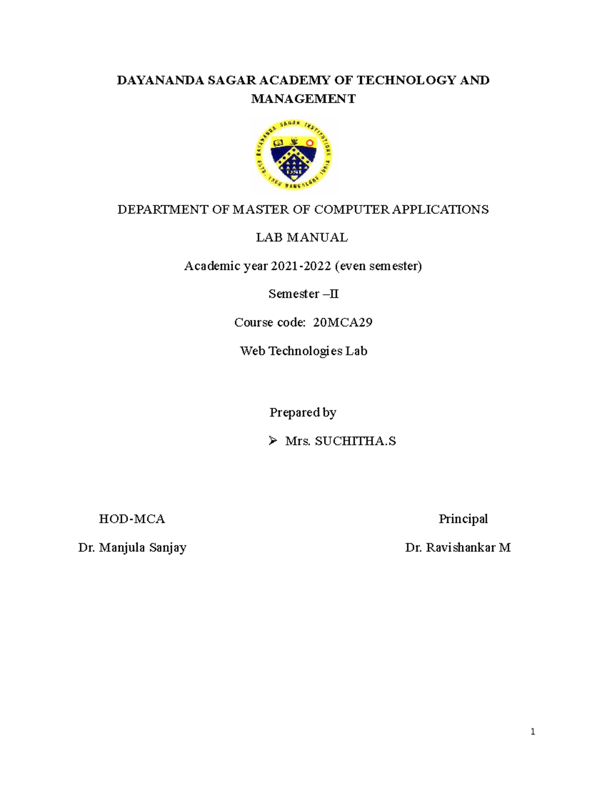 Web lab manual - mca notes - DAYANANDA SAGAR ACADEMY OF TECHNOLOGY AND ...