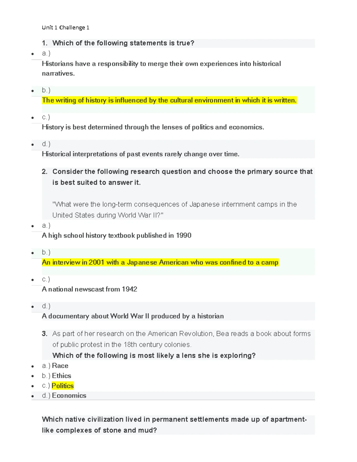 Sophia US History Milestone 4 - 1 14/15 that's 93% RETAKE 14 questions were answered correctly ...