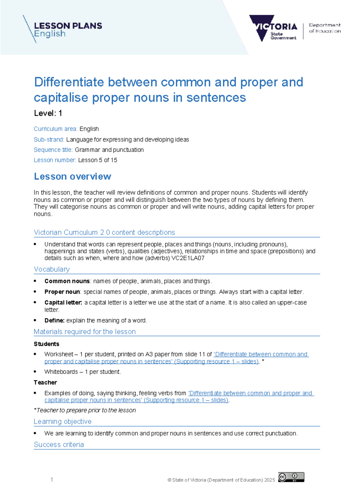Lesson 05: Differentiating Common and Proper Nouns in English Language ...