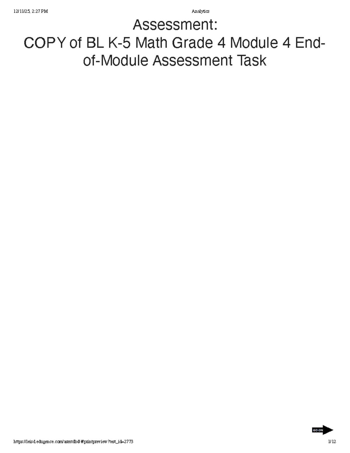 BL K-5 Math Grade 4 Module 4 End-of-Module Assessment - Studocu