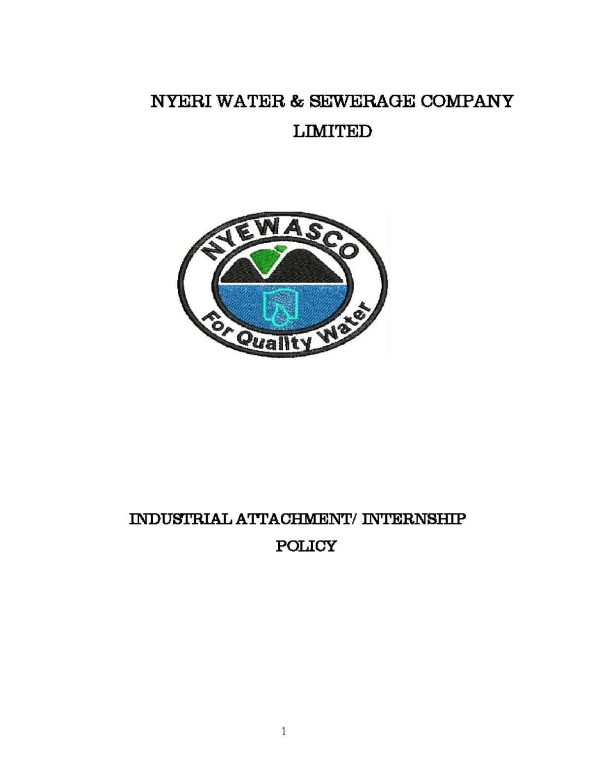 NYEWASCO Industrial Attachment/Internship Policy Report - Studocu