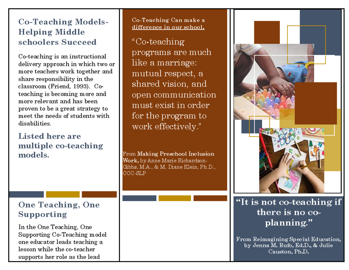 SPD310 T4 Co-Teaching Models for Middle School Success - Studocu