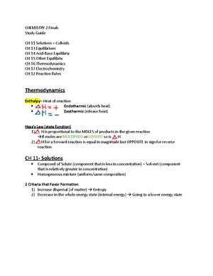 Gen Chem II Study Guide -2 - General Chemistry II Final Exam Study ...