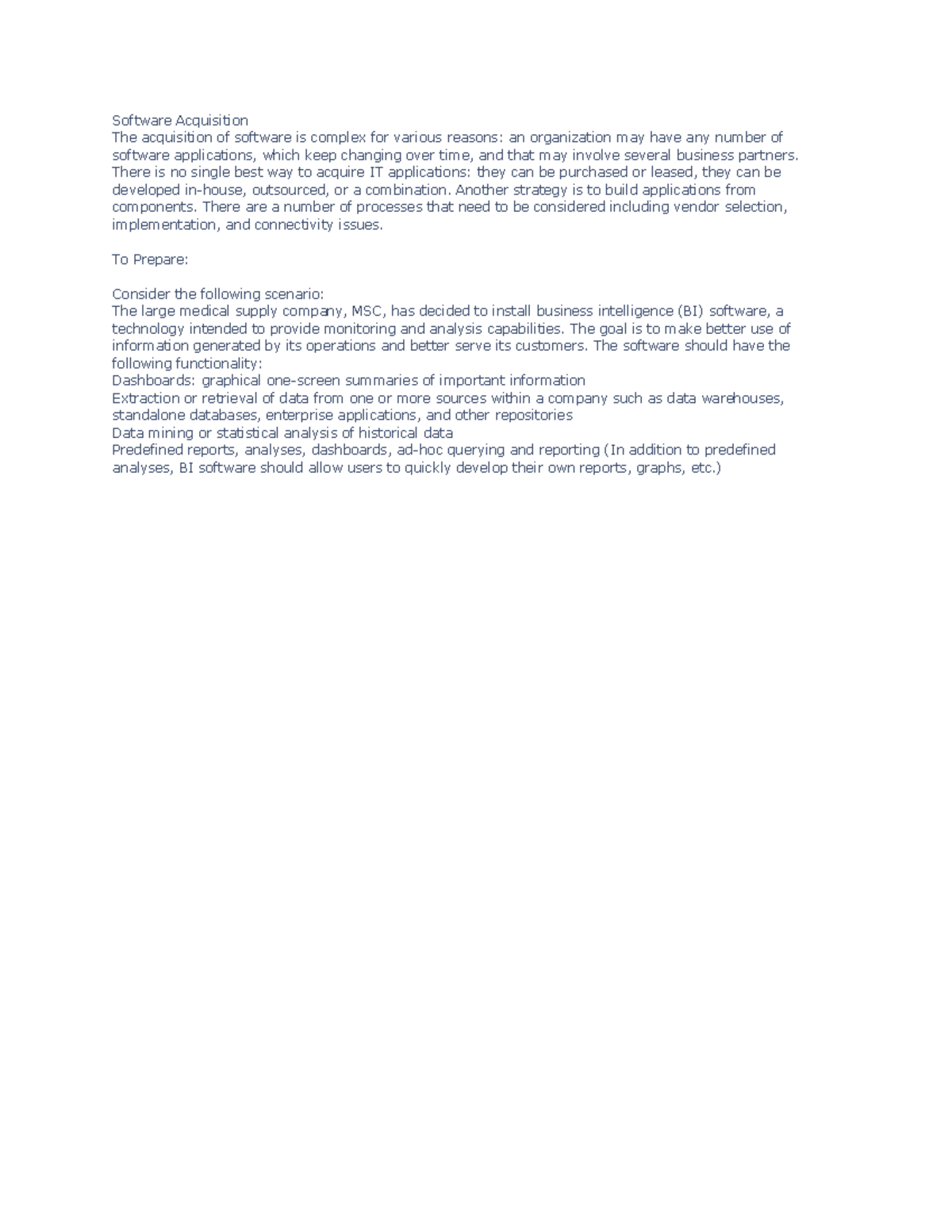 Software Acquisition - IT 301 Assignment Analysis and Overview - Studocu