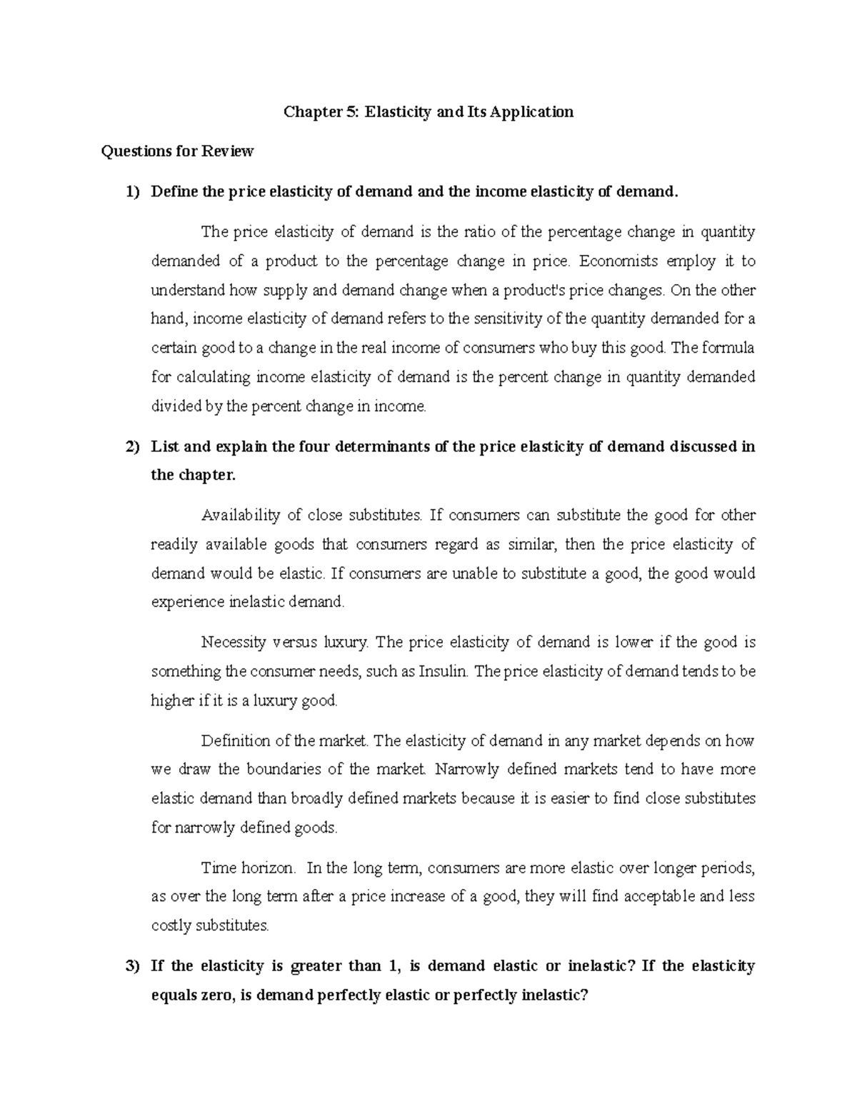 Chapter 5 Elasticity and Its Application - Chapter 5: Elasticity and Its Application Questions ...