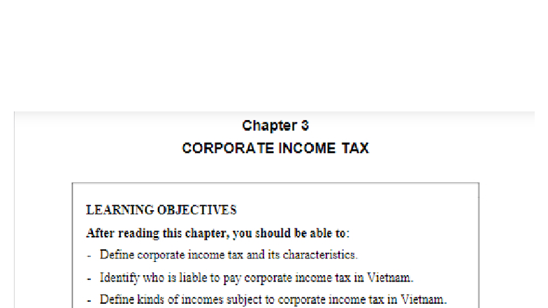 Corporate income tax - taxation k60 - Chapter 3 CORPORATE INCOME TAX ...