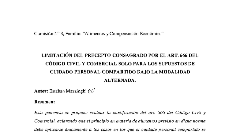 Limitación del Precepto del Art. del Código Civil y Comercial: Análisis ...