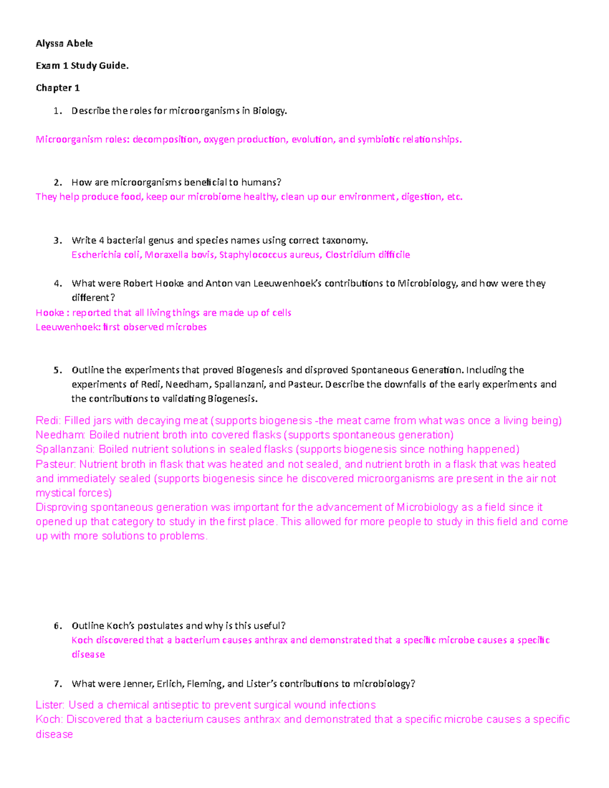 Microbiology 101: Unit 1 Exam Study Guide and Key Concepts - Studocu