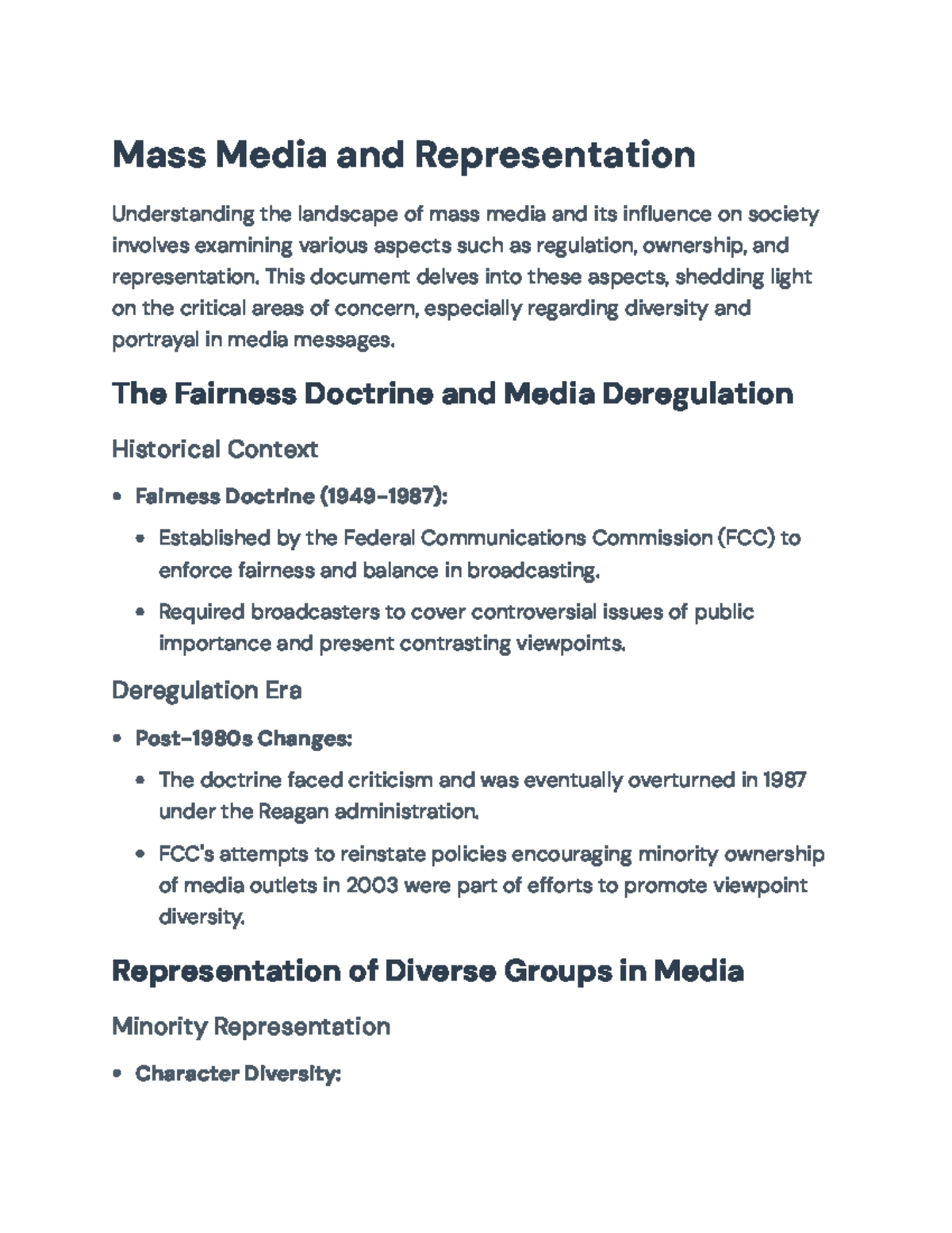 Mass Media and Representation: Examining Diversity & Influence - Mass ...