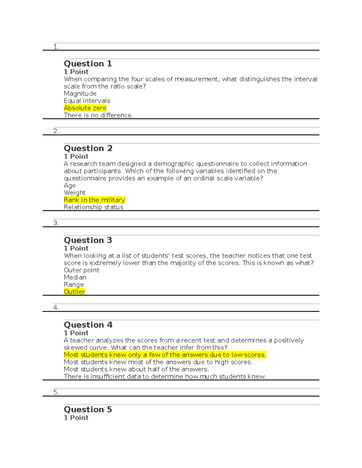 Week 3 Test Answers - 50 Questions on Measurement Scales and Validity ...