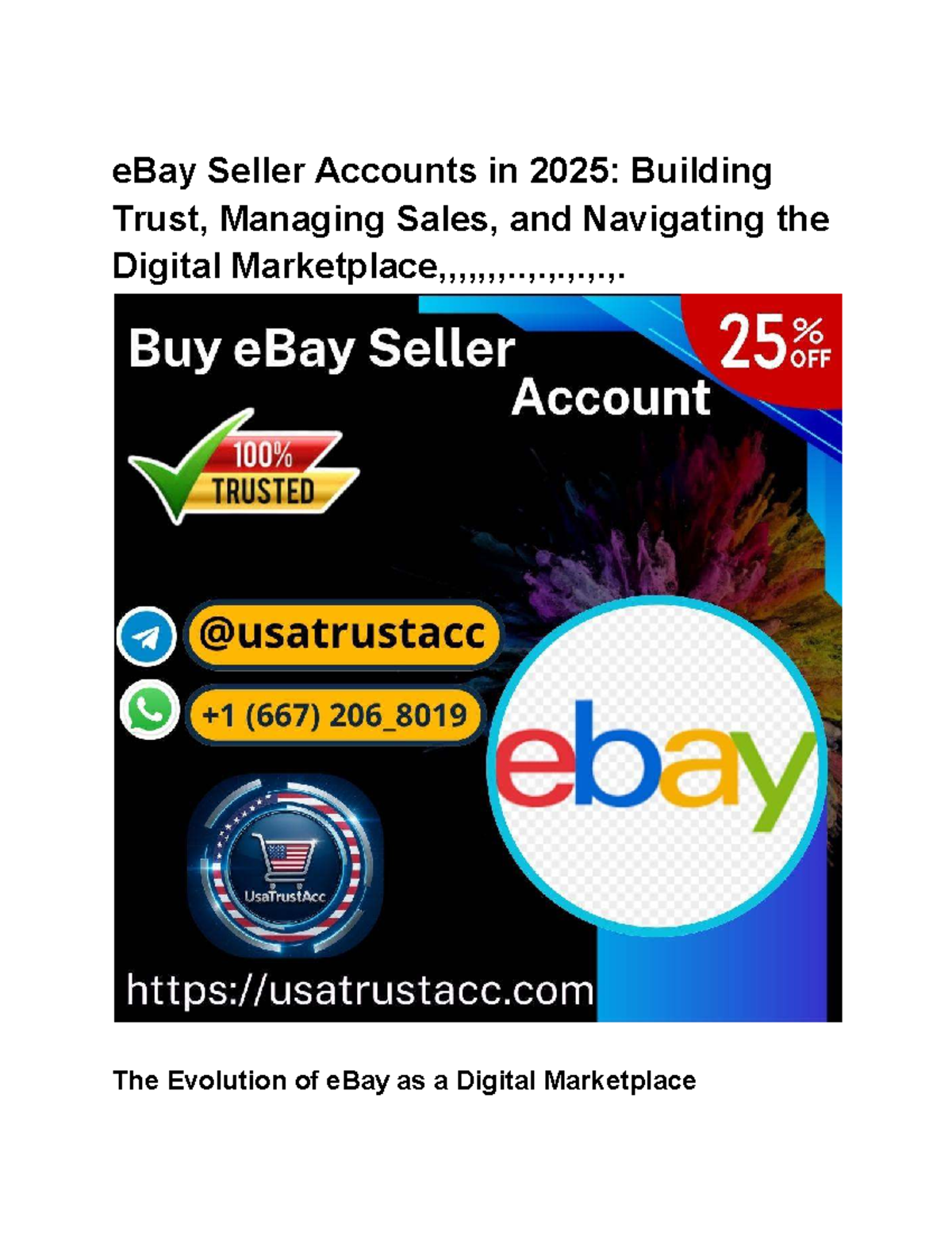 eBay Seller Accounts in 2025: Trust, Sales Management & Compliance ...