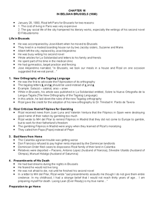 Chapter 19-22 - Lecture Summary - Chapter 19 El Filibusterismo ...