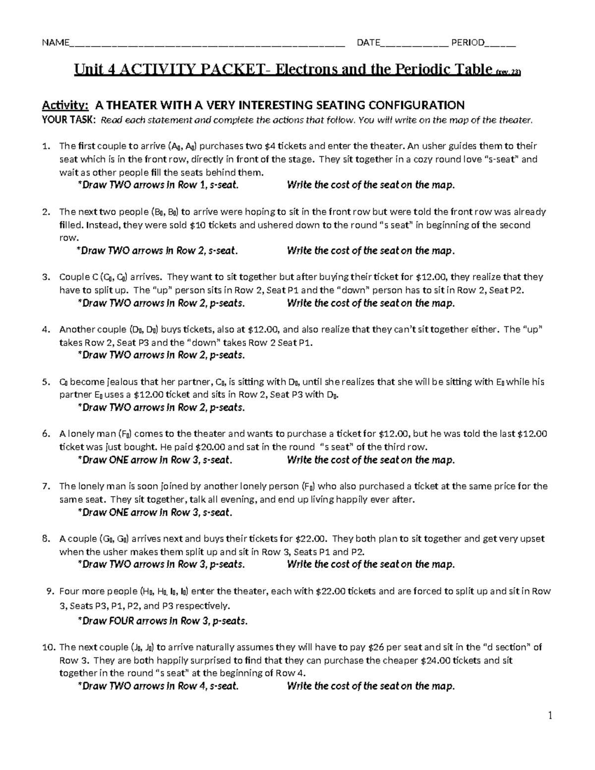 Unit 4 Activity Packet: Electrons & Periodic Table Insights - Studocu