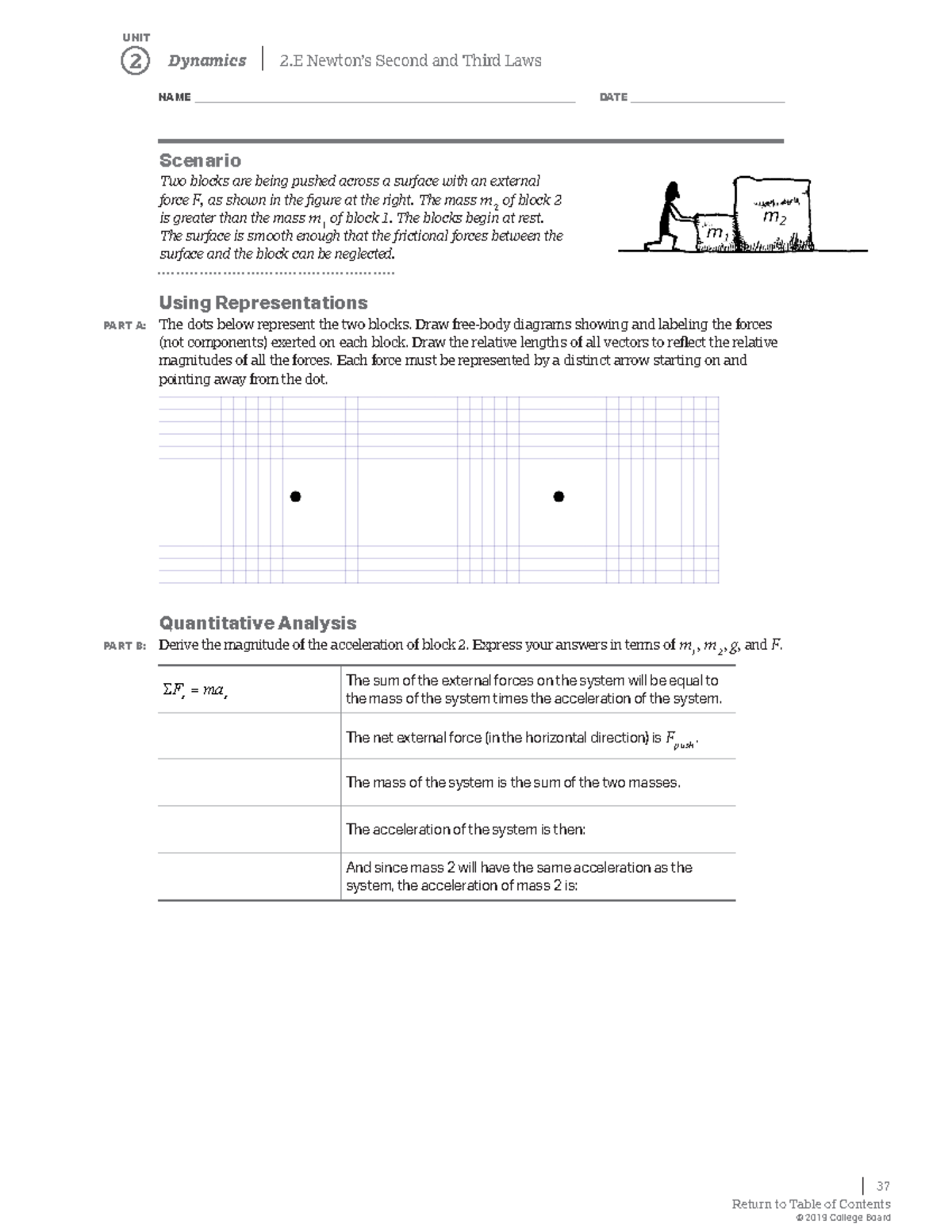 2e Newtons 2nd and 3rd laws - | 37 UNIT 2 Dynamics | 2 Newton’s Second and Third Laws NAME DATE ...