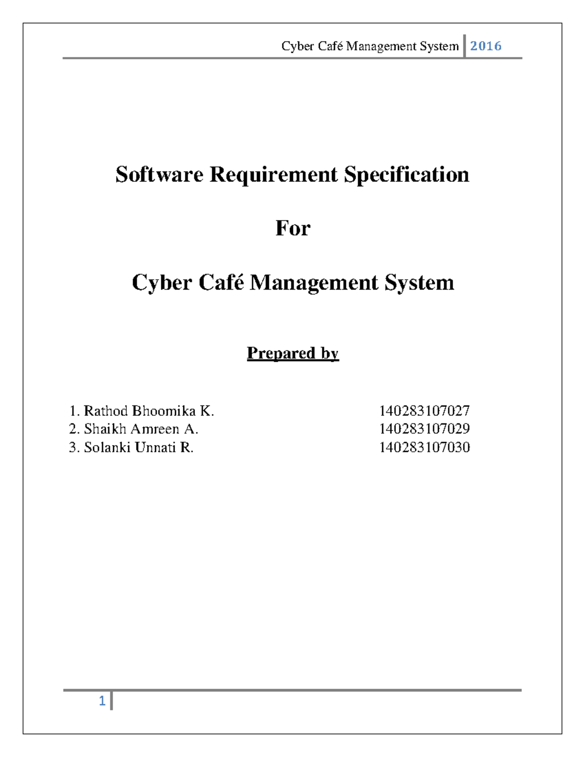 Cyber-cafe-management - Software Requirement Specification For Cyber ...
