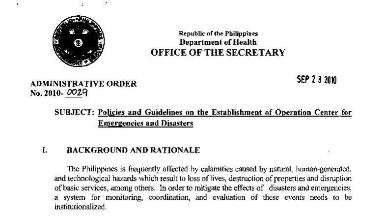 AO2010-0029: Guidelines for Establishing Emergency Operations Centers ...