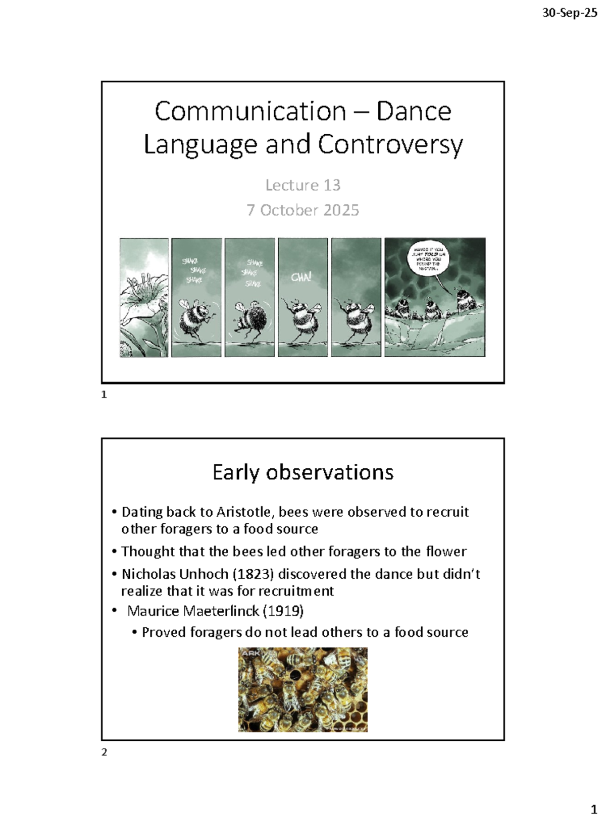Communication and Behavior of Honey Bees: Dance Language Lecture 13 ...