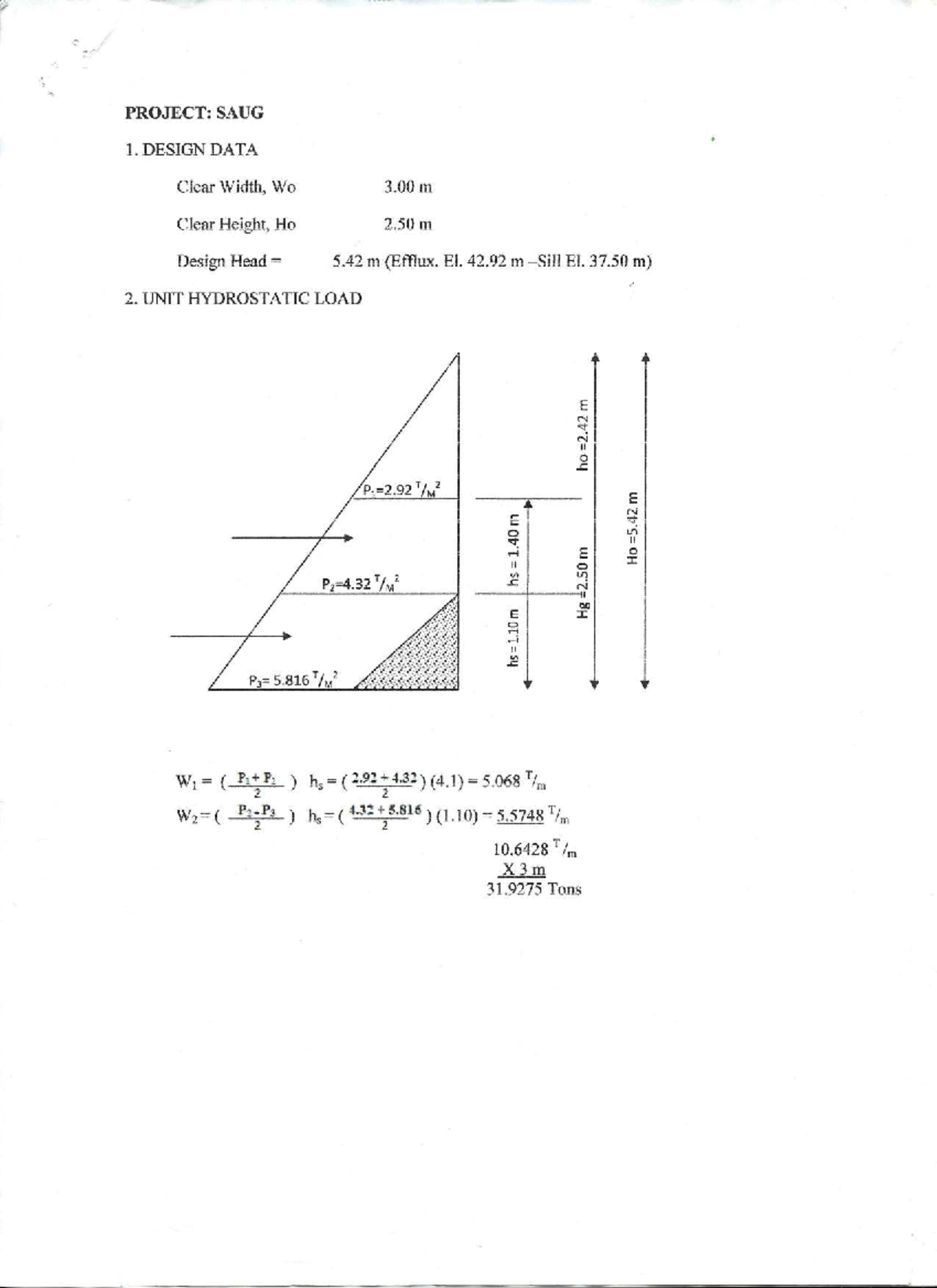 PROJECT: SAUG 1. Sluice Gate Design and Load Analysis - Studocu