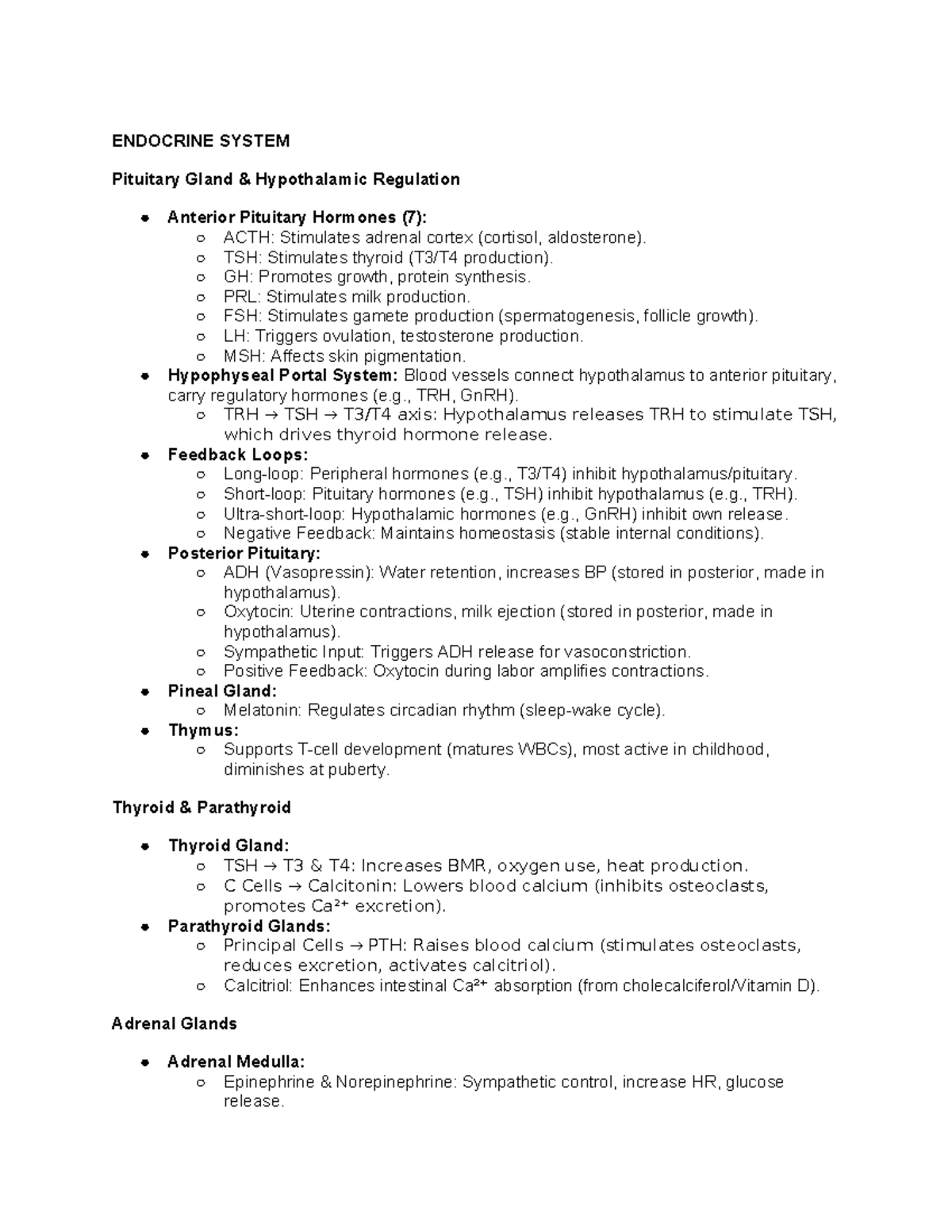 Anatomy Exam Cardiovascular, lympatic, endocrine - ENDOCRINE SYSTEM ...