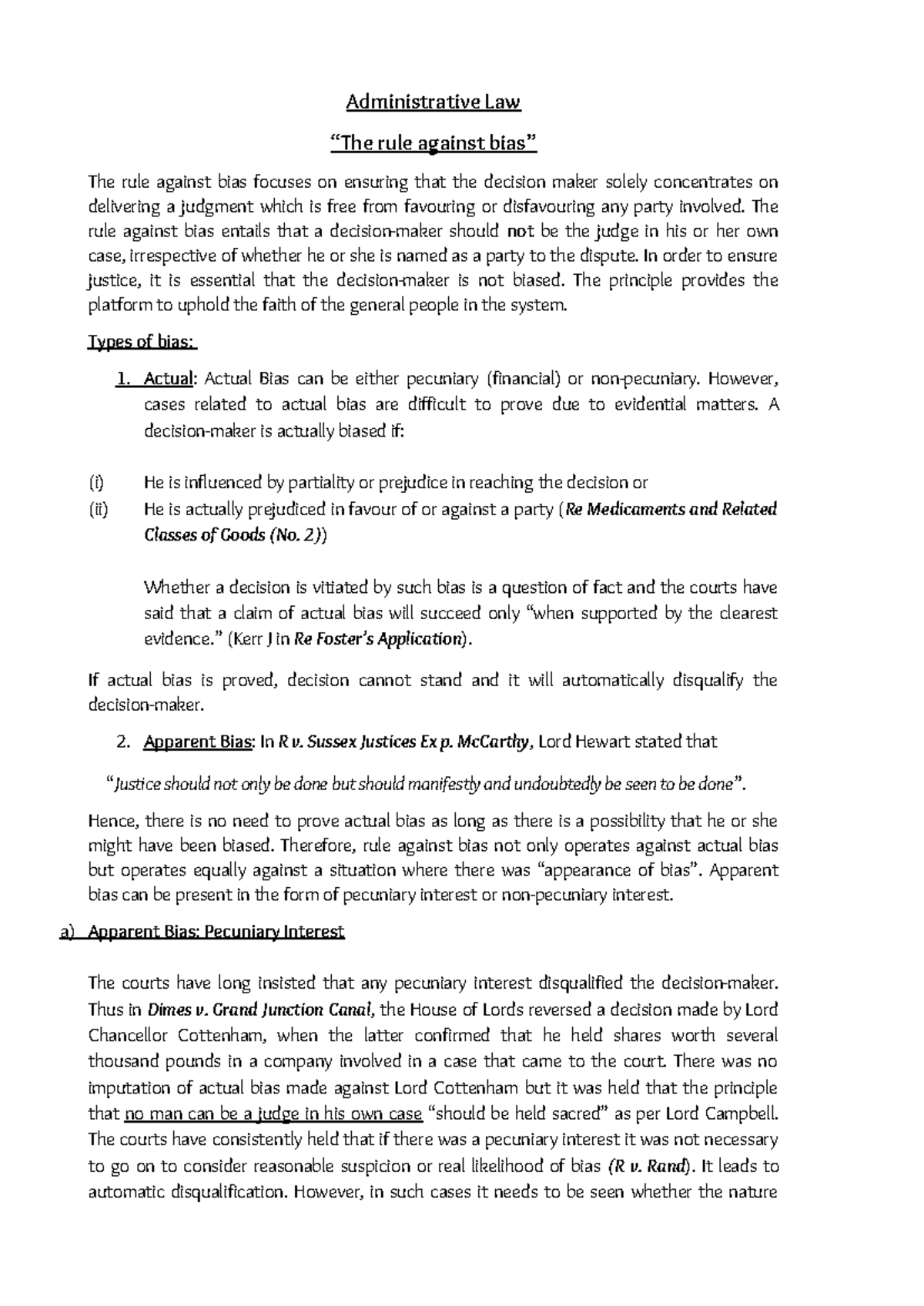 Rule Against Bias in Administrative Law: Key Concepts & Case Studies ...