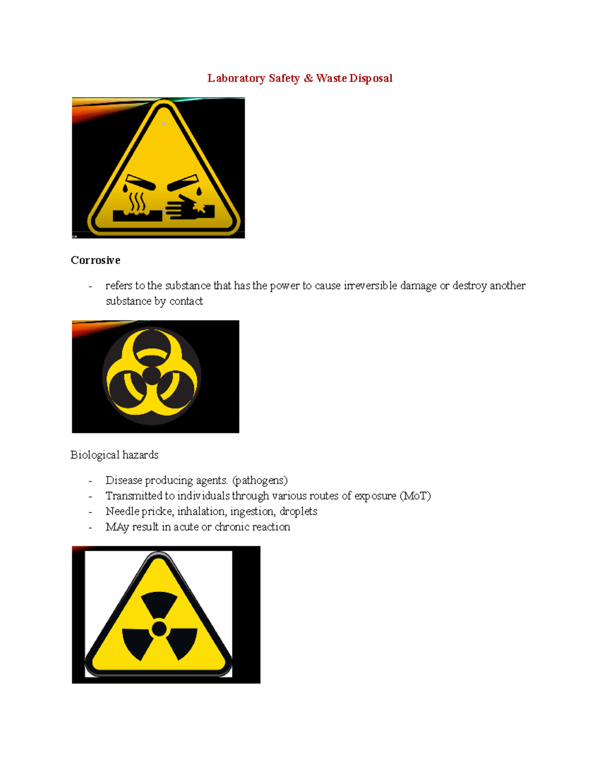 Copy of Laboratory Safety & Waste Disposal - Laboratory Safety & Waste ...