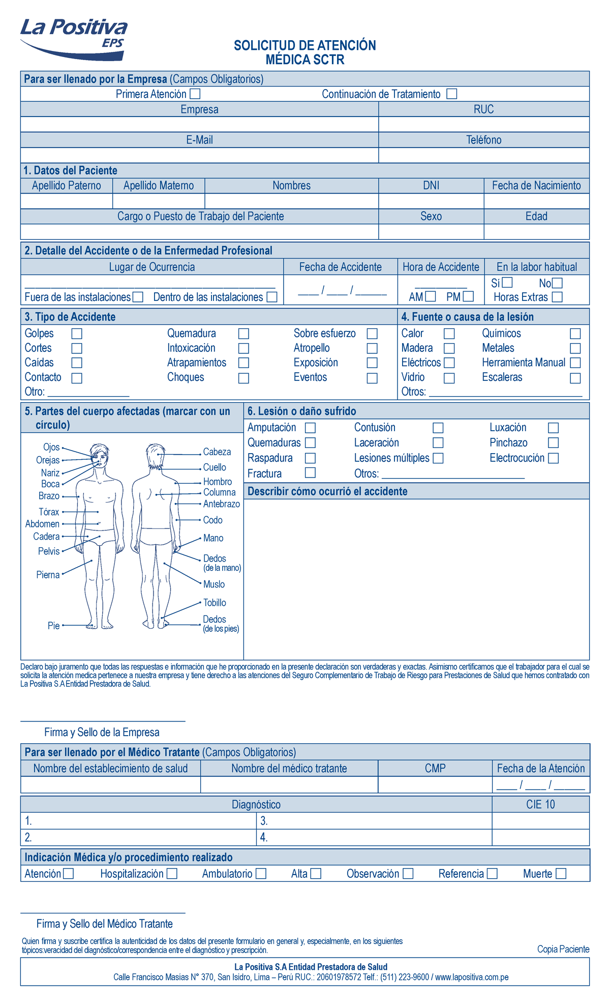 Solicitud de Atención Médica SCTR - Formulario Completo - Studocu