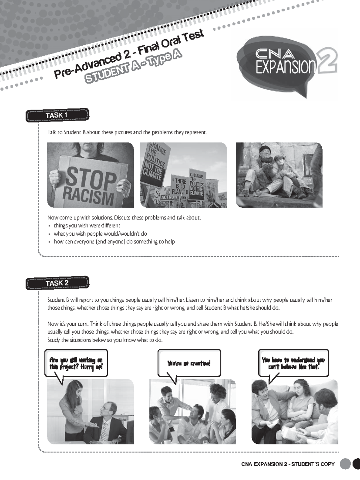 CNA Expansion 2 - Final Oral Test Guide for Pre-Advanced 2 - Studocu