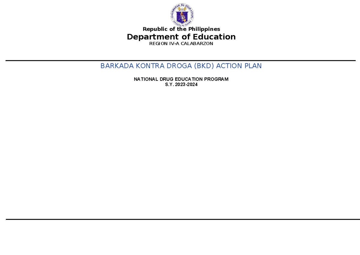 (BKD) Action PLAN S.Y. 23-24 - General Education - Republic of the ...