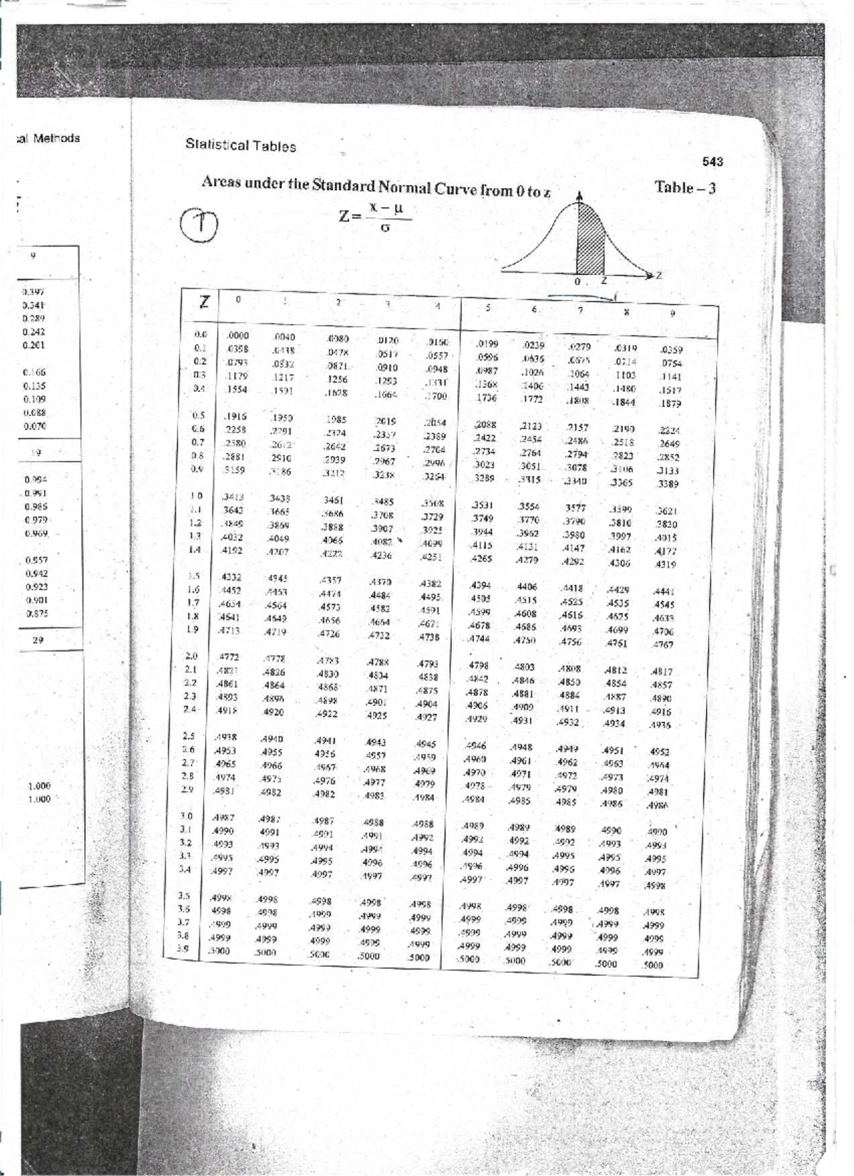 Statistical Methods Tables for Course 543: Normal Curve & t-Values ...