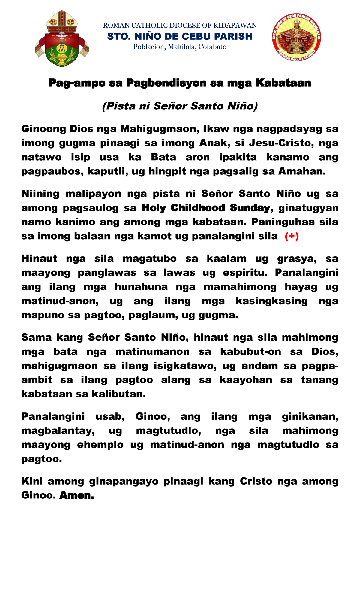 Panalangin sa mga Kabataan: Pista ni Señor Santo Niño - Studocu