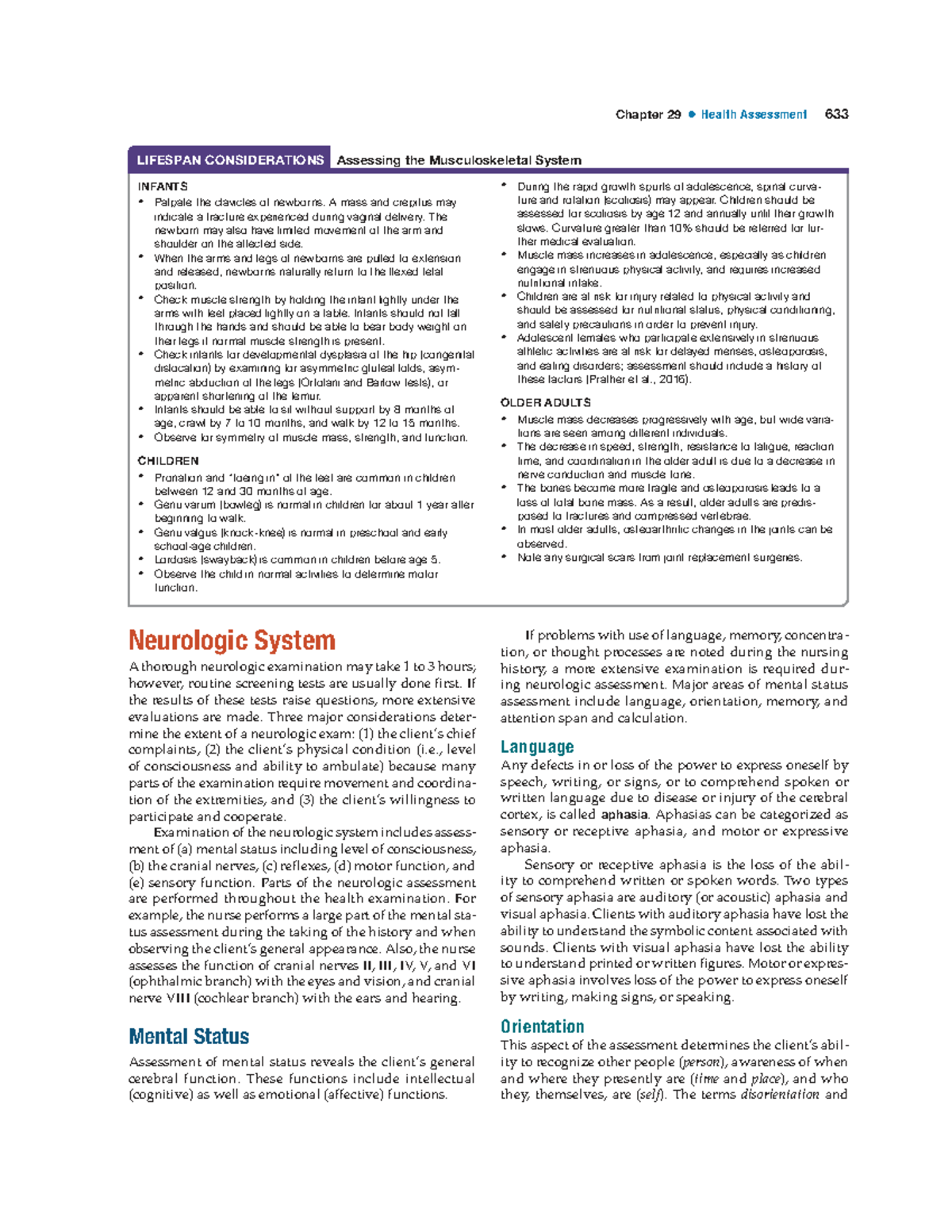 Chapter 29 Health Assessment 633: Neurological System Overview for ...