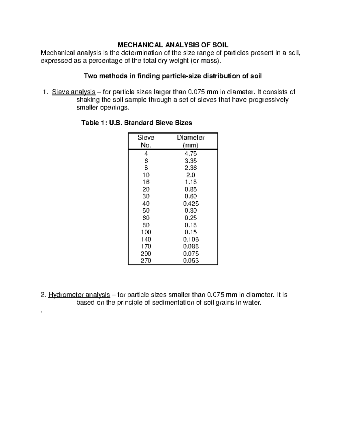 ME 301: Mechanical Analysis of Soil - Methods and Classification - Studocu