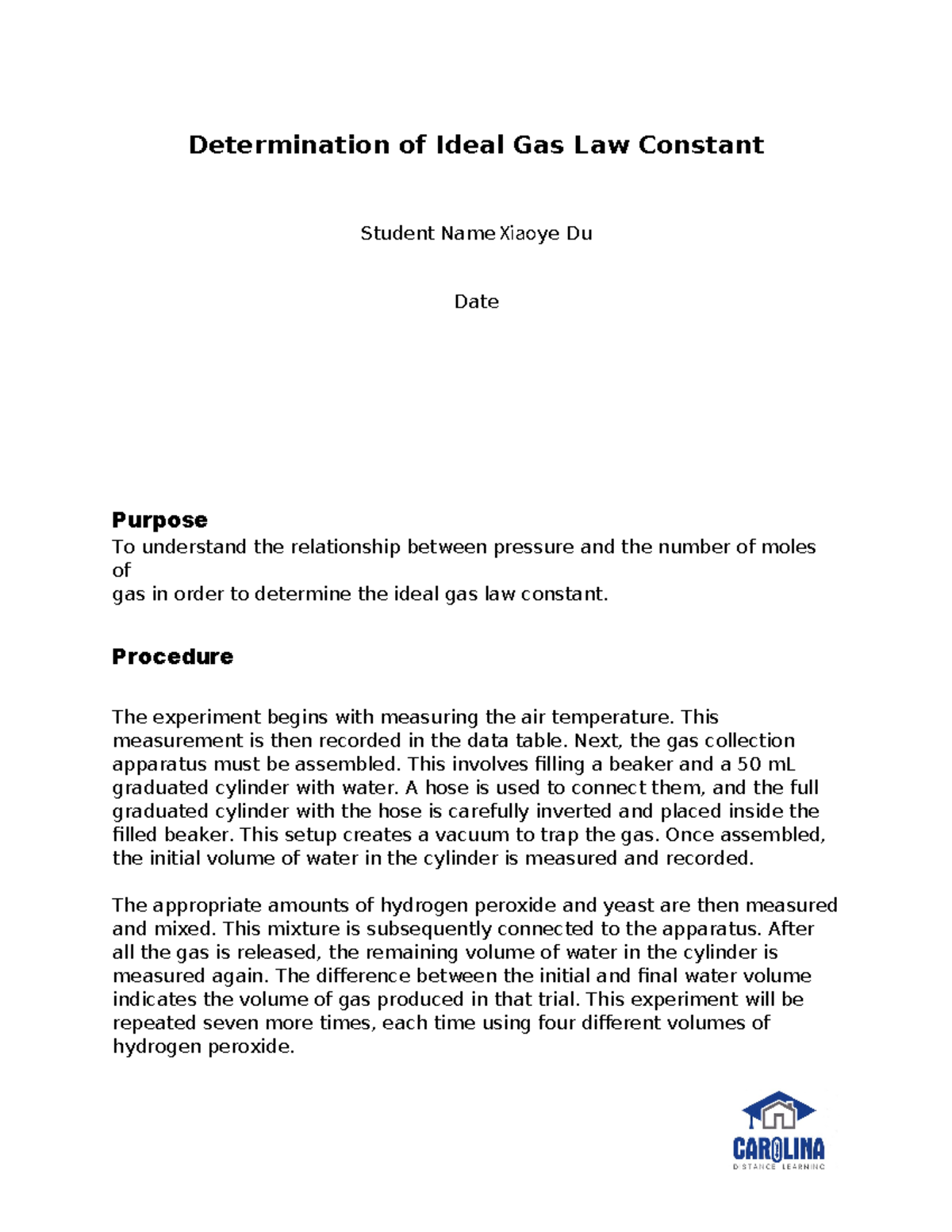 M6 Lab 1: Measuring the Ideal Gas Law Constant Through Experiment - Studocu