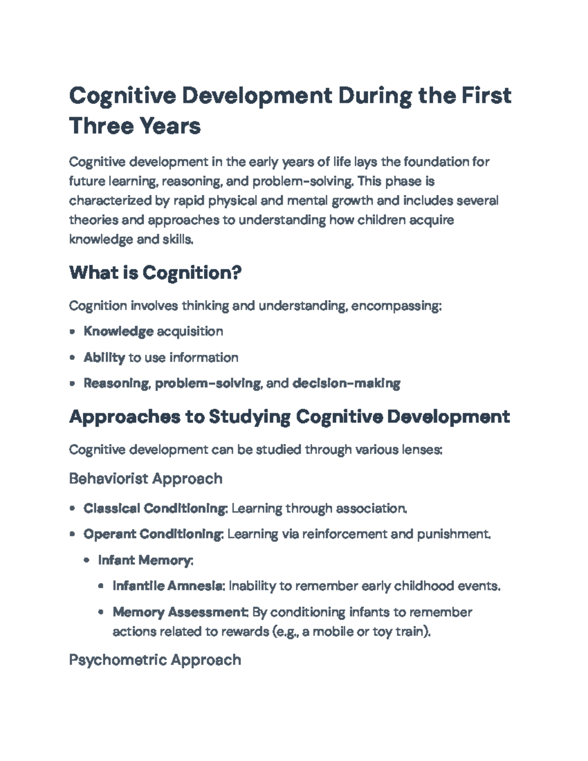 Cognitive Development in Early Childhood: The First Three Years ...