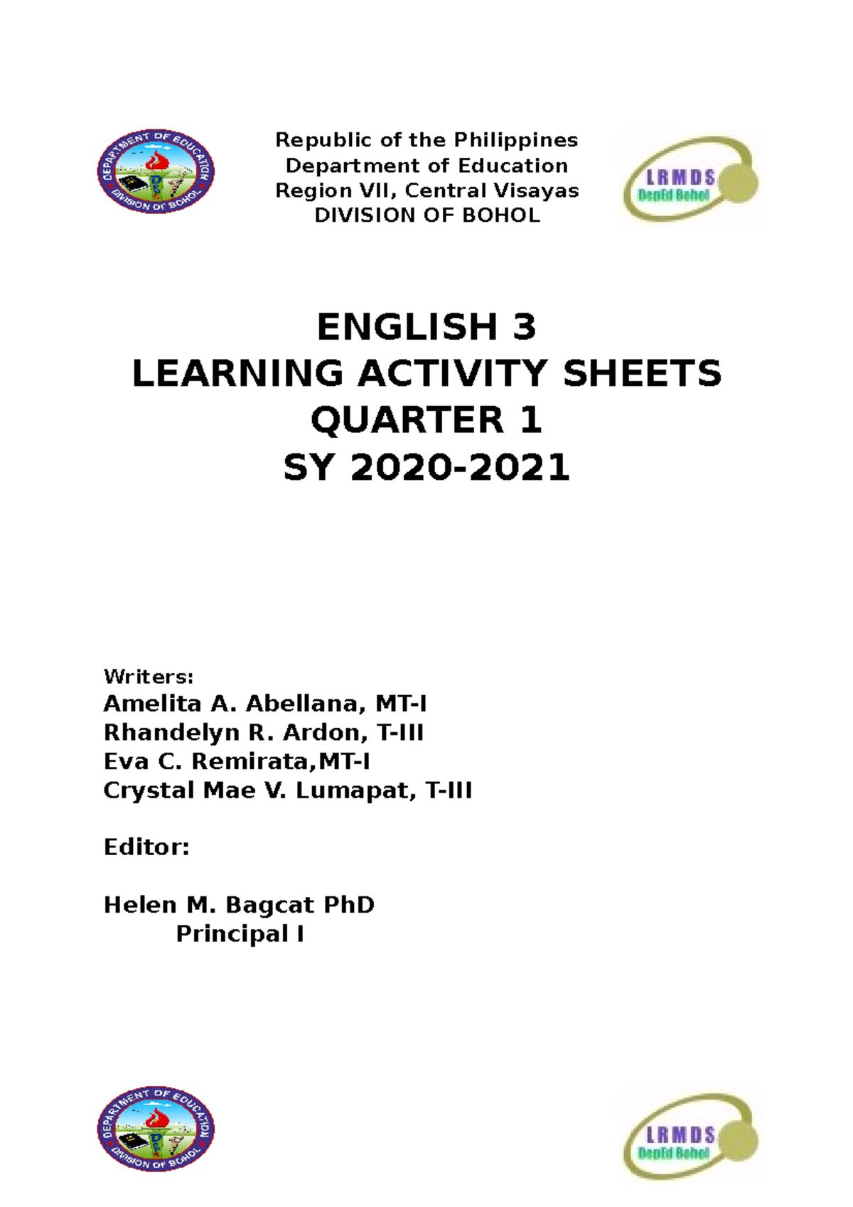 English 3 Q1 Learning Activity Sheets for Week 1 (Days 1-5) - Studocu