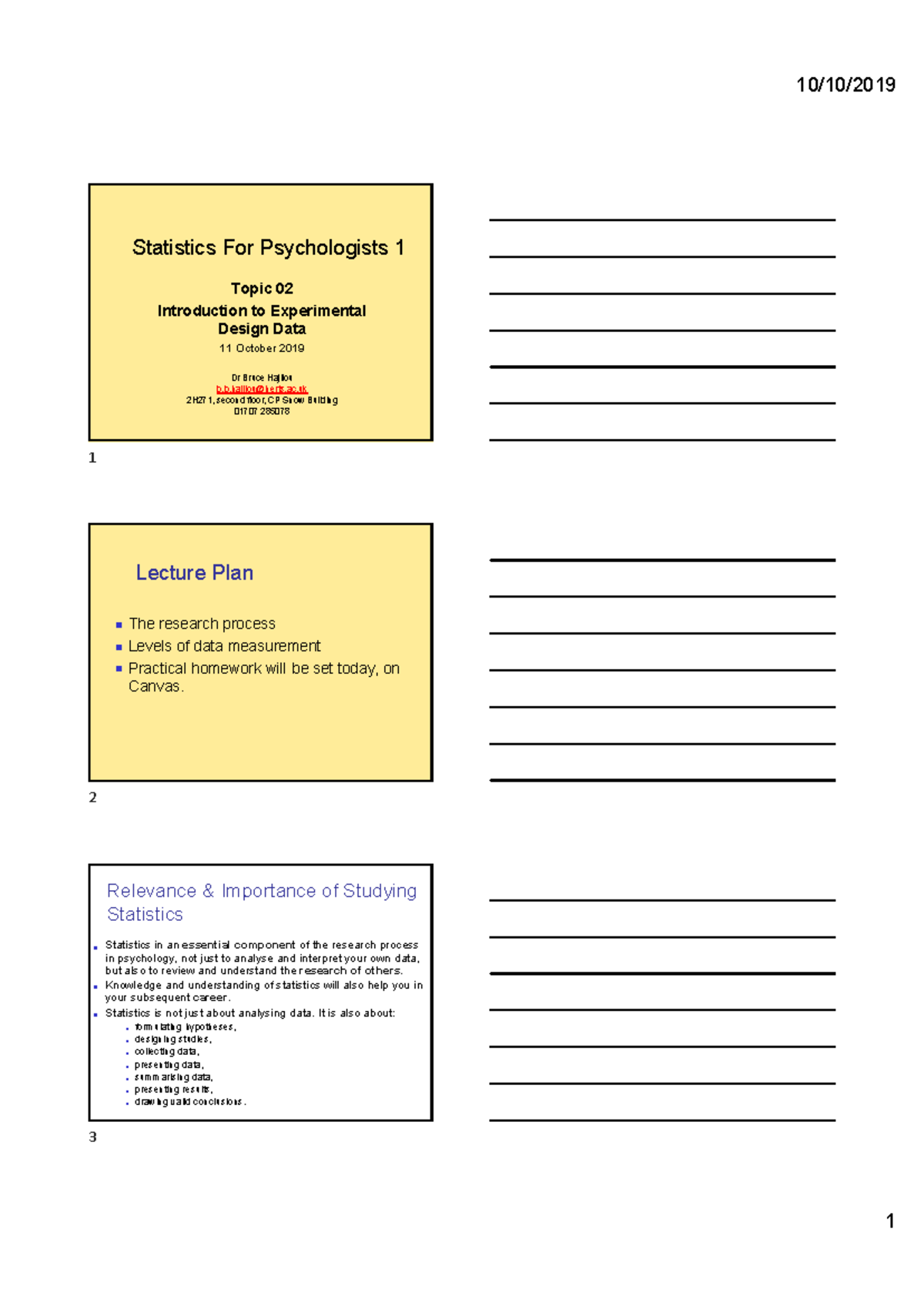 Statistics for Psychologists 1: Intro to Experimental Design Lecture ...