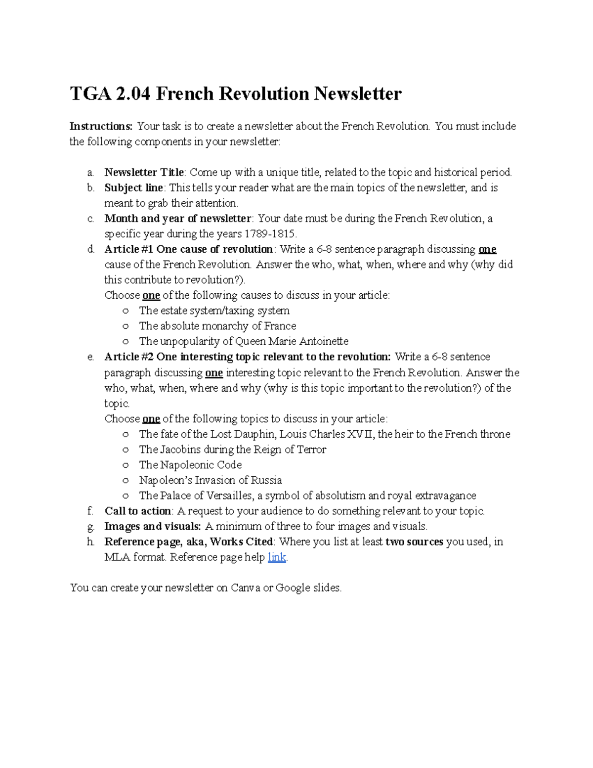 TGA 2.04 French Revolution Newsletter: Voices of Change in 1793 - Studocu