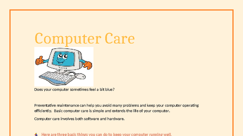 CS101: Basic Computer Care and Maintenance Tips - Studocu