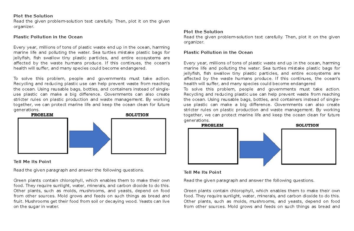 Main idea and supporting details - Plot the Solution Read the given problem-solution text ...