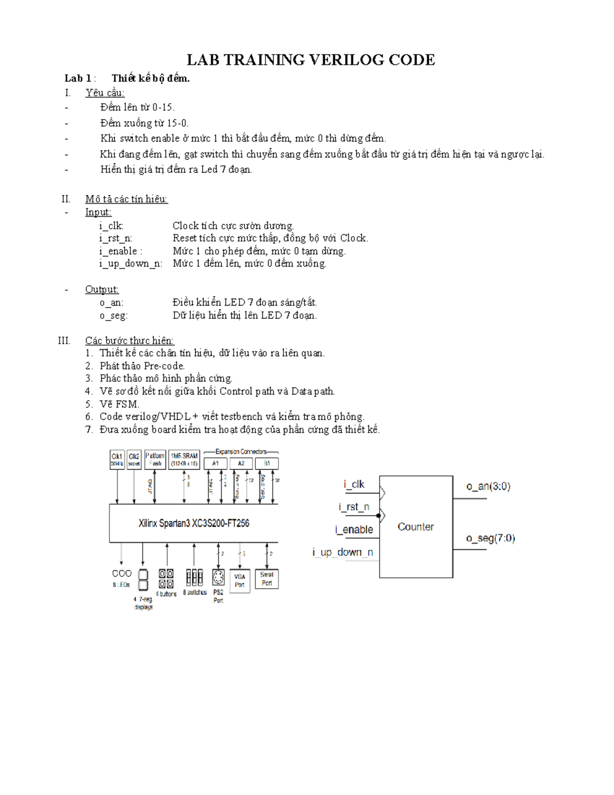 Lab Training Verilog Vvvvvvvvvvvvvvvv Lab Training Verilog Code Lab 1 Thiết Kế Bộ đếm I