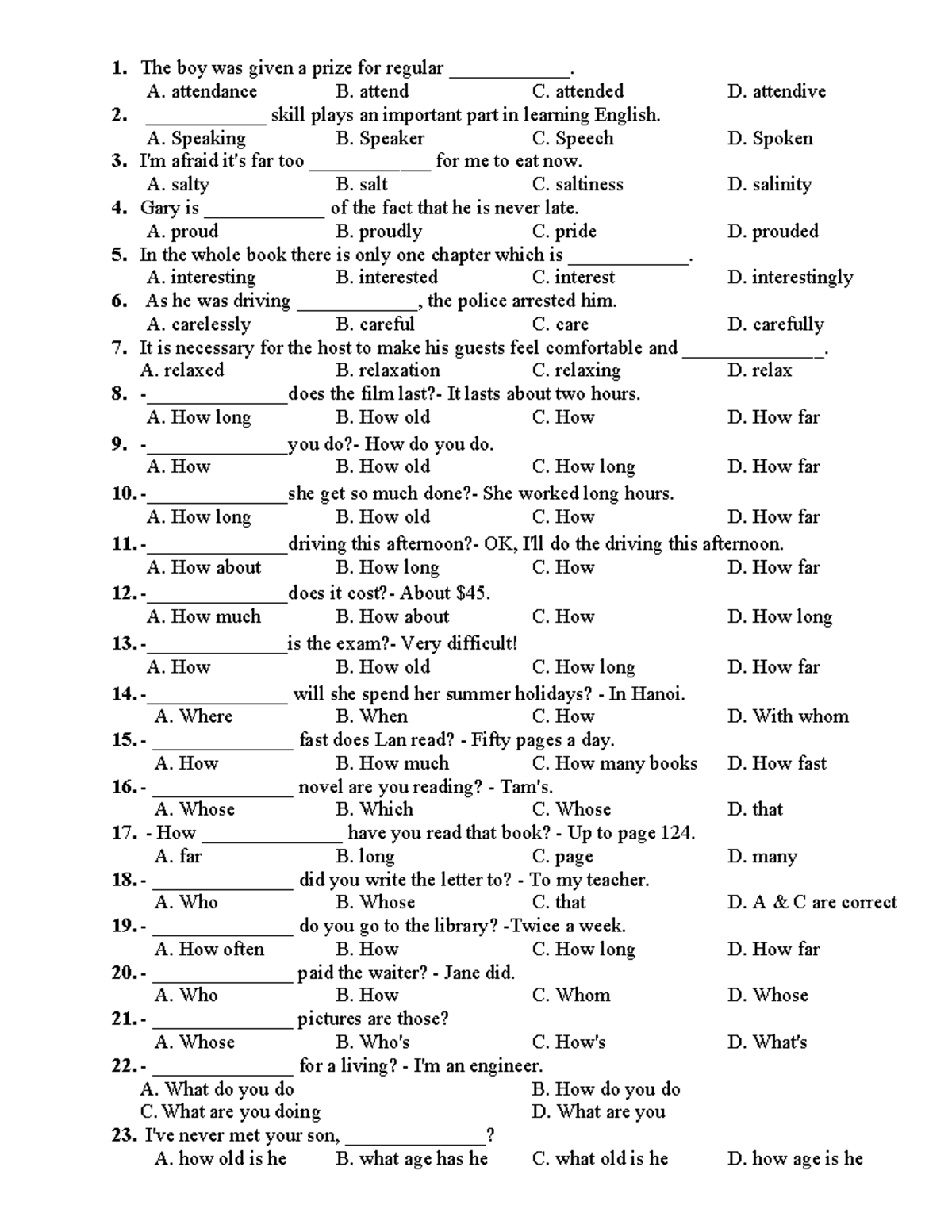Module 3-15: English Grammar Practice Questions and Answers - Studocu
