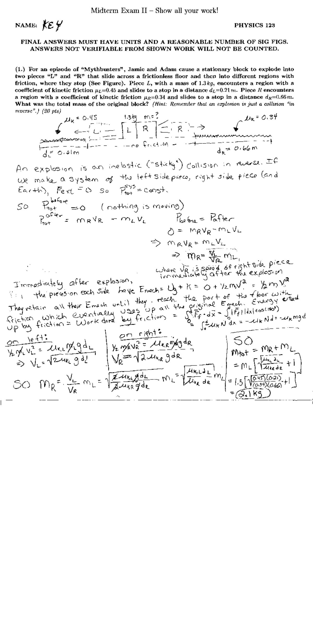 Exam2 Practice Solutions - Midterm Exam II Show all your work! NAME ...