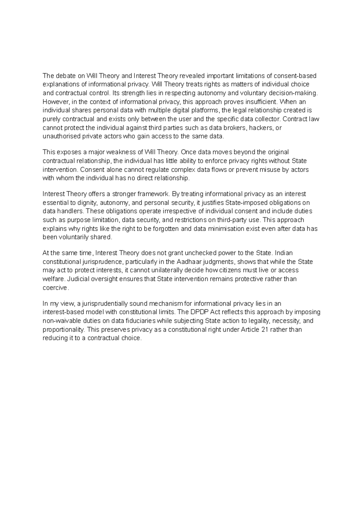 Jurisprudence - Will Theory vs. Interest Theory on Informational ...