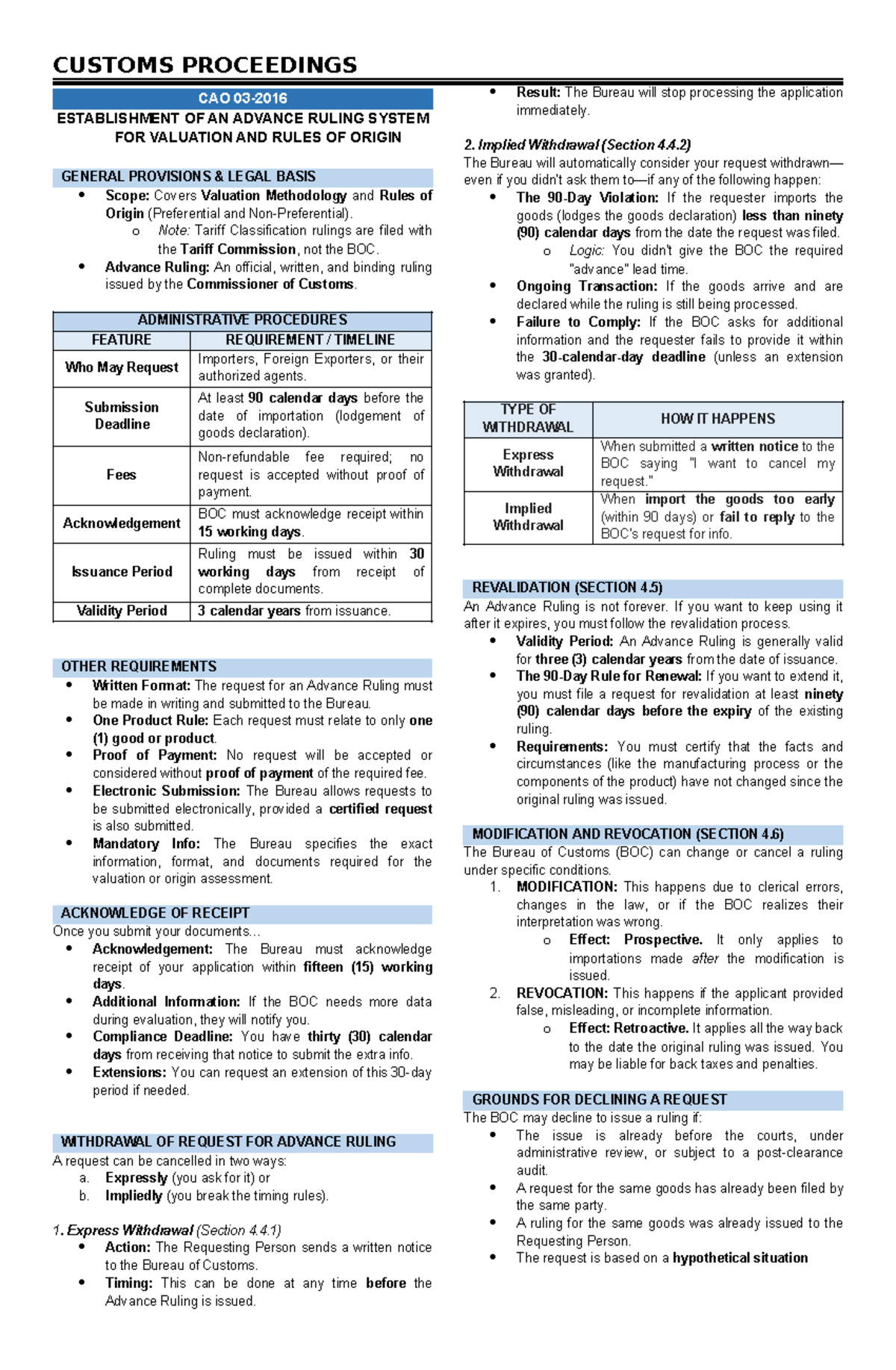 CAO 2023: Advance Ruling System for Customs Valuation & Origin - Studocu