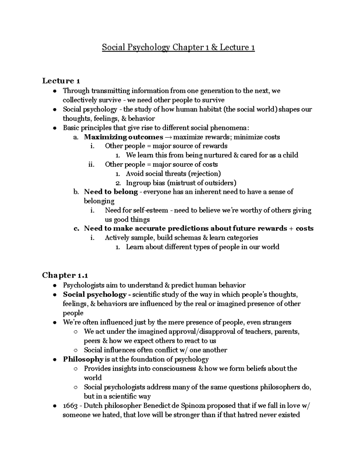 Social Psychology PSY101 Chapter 1 & Lecture 1 Overview - Studocu