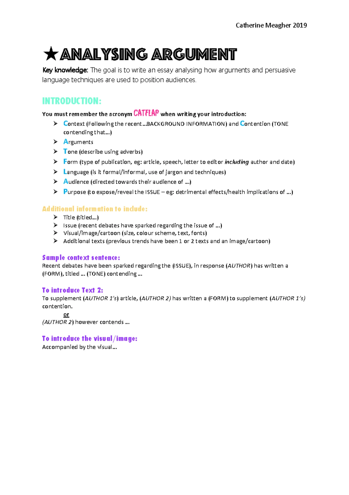 Analysing Argument SAC Summary Sheet - Warning: TT: undefined function ...