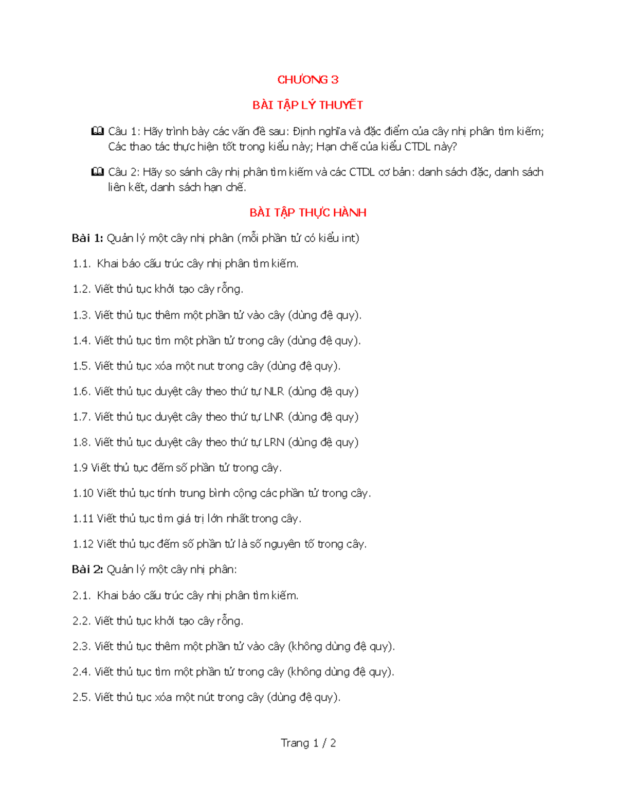 BT C3 - Vo Thi Hong Tuyet - Trang 1 / 2 CHƯƠNG 3 BÀI T ẬP LÝ THUYẾT ...