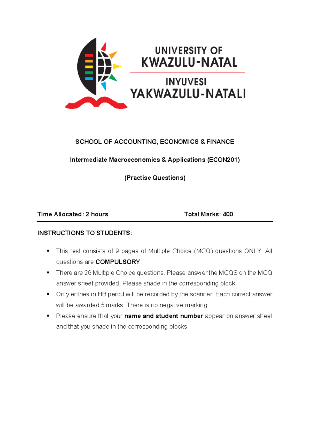 ECON201 Intermediate Macroeconomics Test 3 Questions & Answers 2026 ...