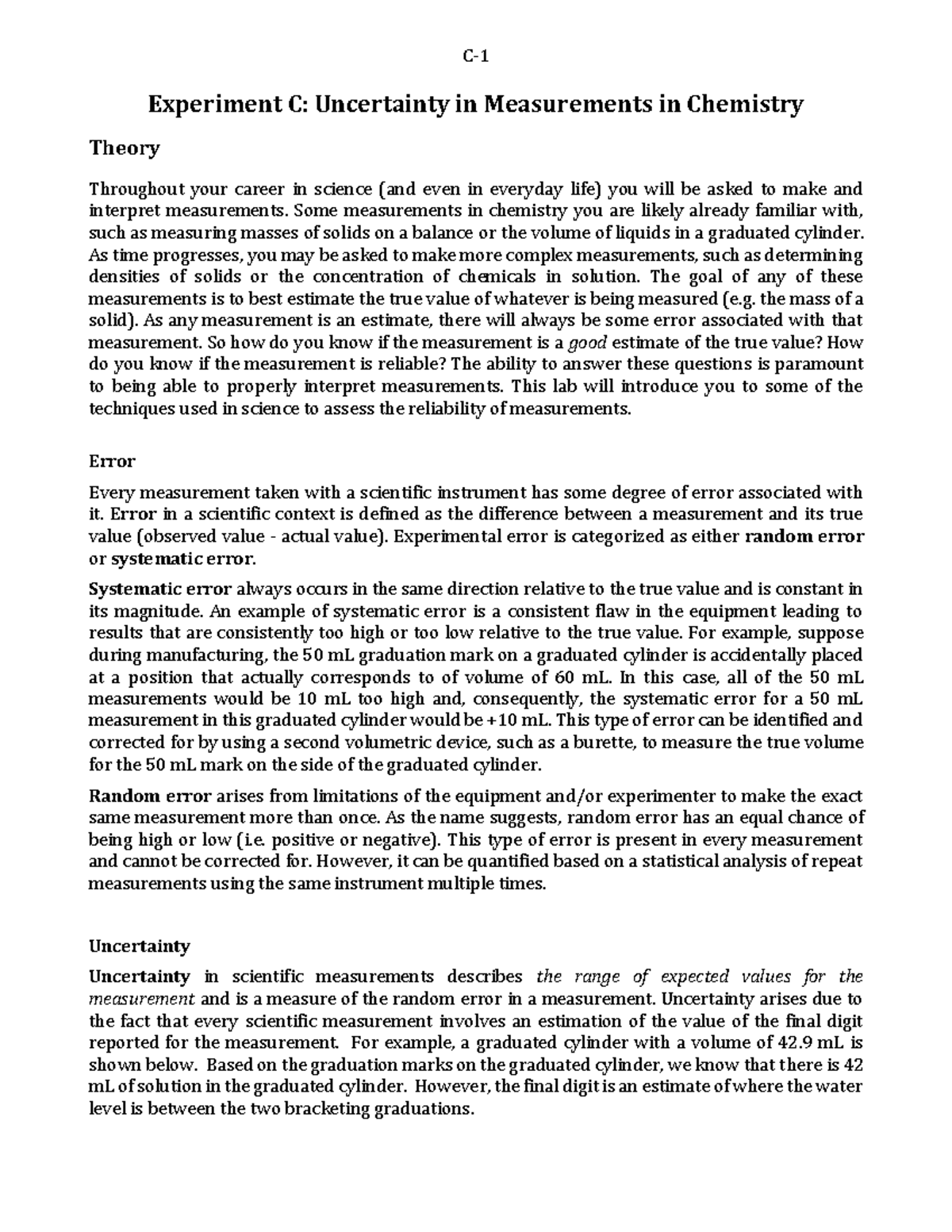 Docu - Lecture notes 2 - Experiment C: Uncertainty in Measurements in ...