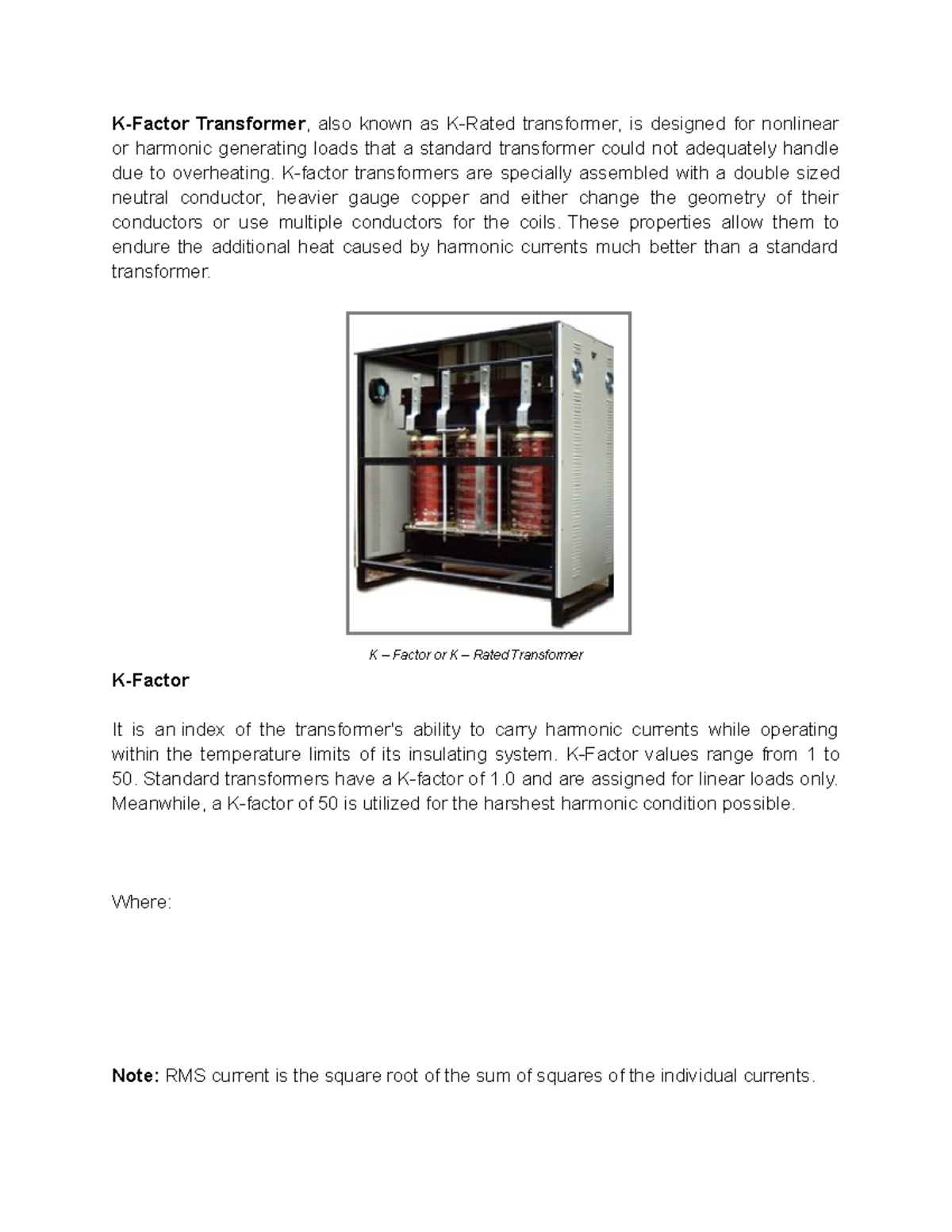 K-Rated Transformer - K-factor transformers are specially assembled ...